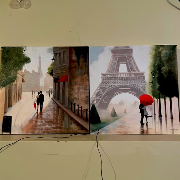Wall Decor | Lovers In Paris Duo Paintings | Poshmark